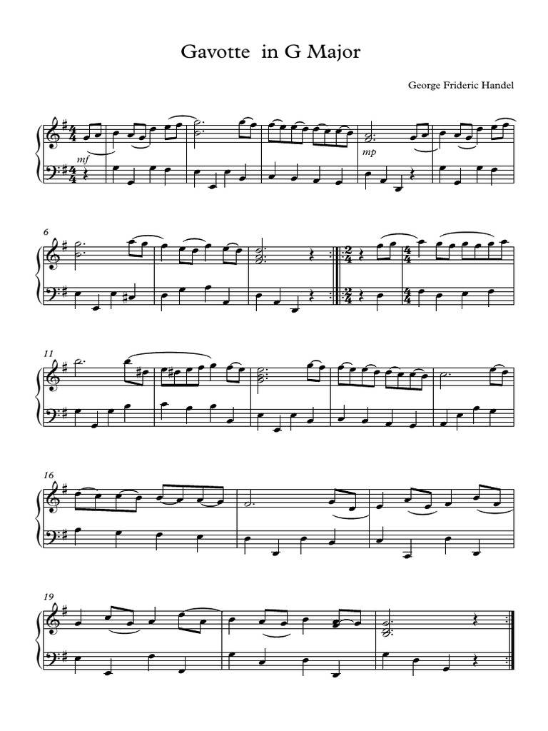 Gavotte in G Major - Handel - Partitura Completa | PDF