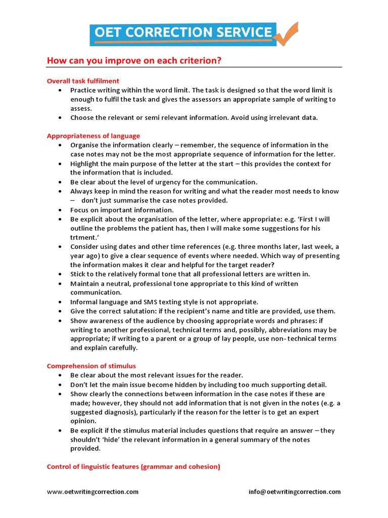 OET Letter General Tips | PDF | Verb | Sentence (Linguistics)