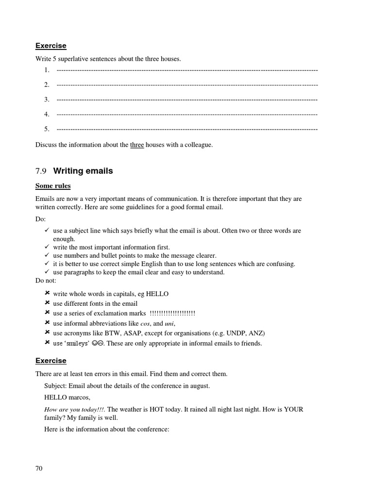 Writing Emails - Exercises | PDF | Semiotics | Linguistics