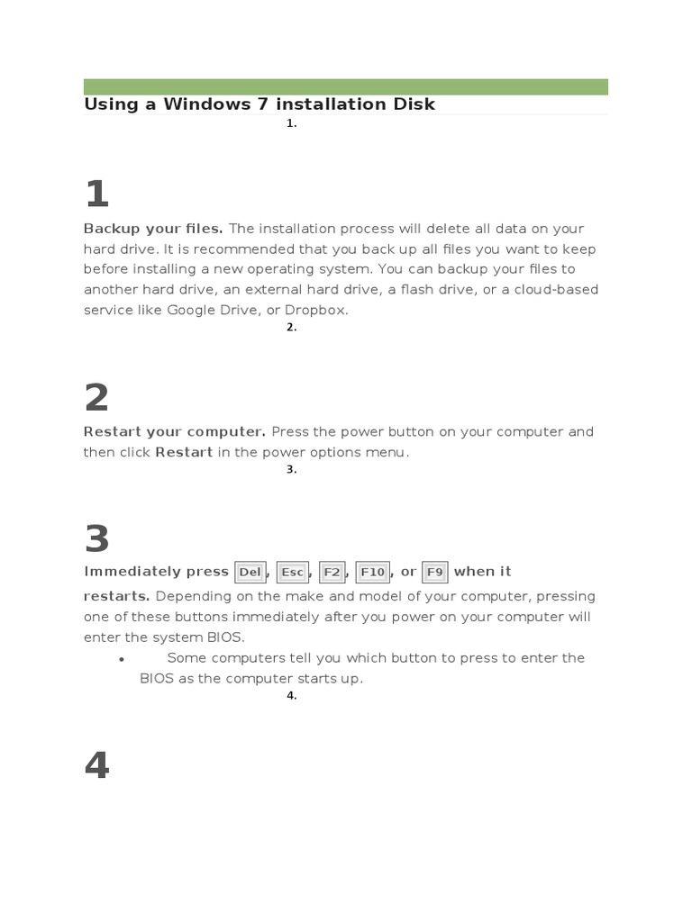 Installing Windows 7 | PDF | Booting | Installation (Computer Programs)