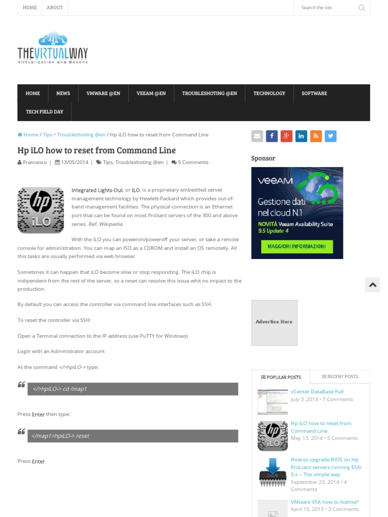 Hp Ilo How To Reset From Command Line Pdf Command Line Interface Software