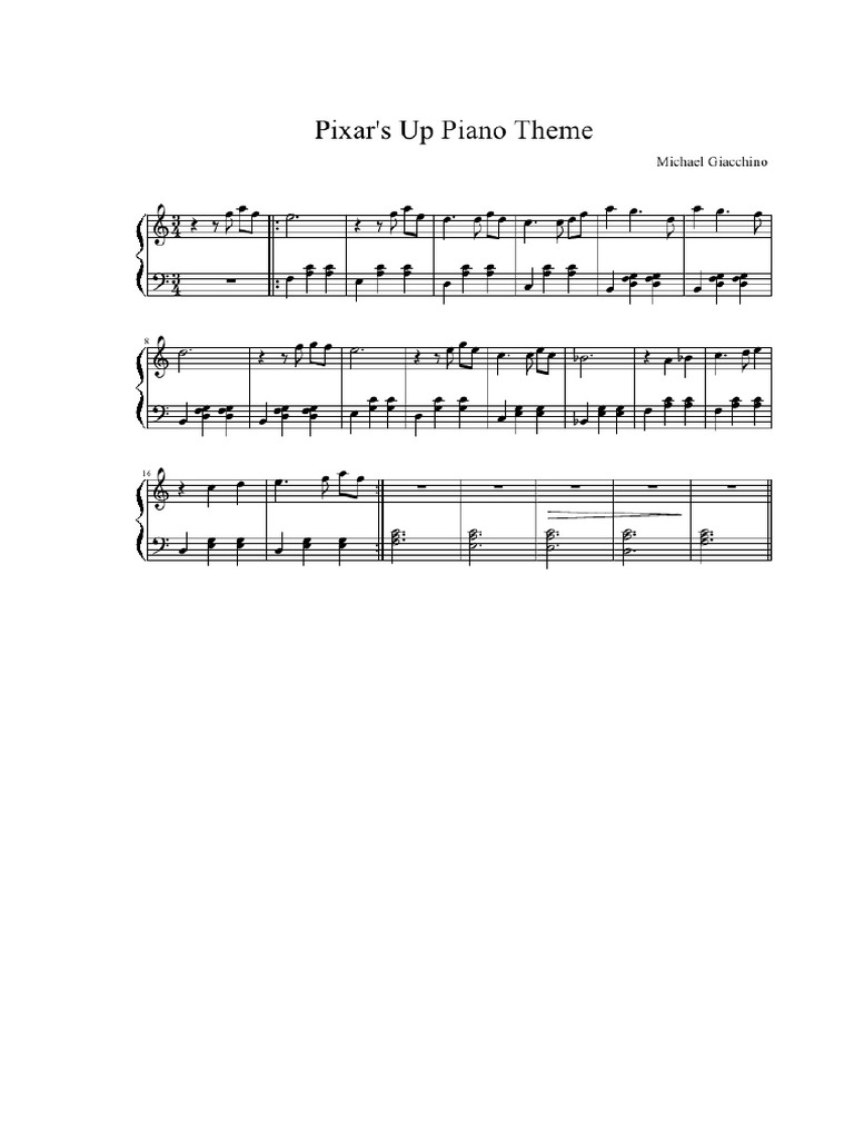Pixar's Up Piano Theme | PDF