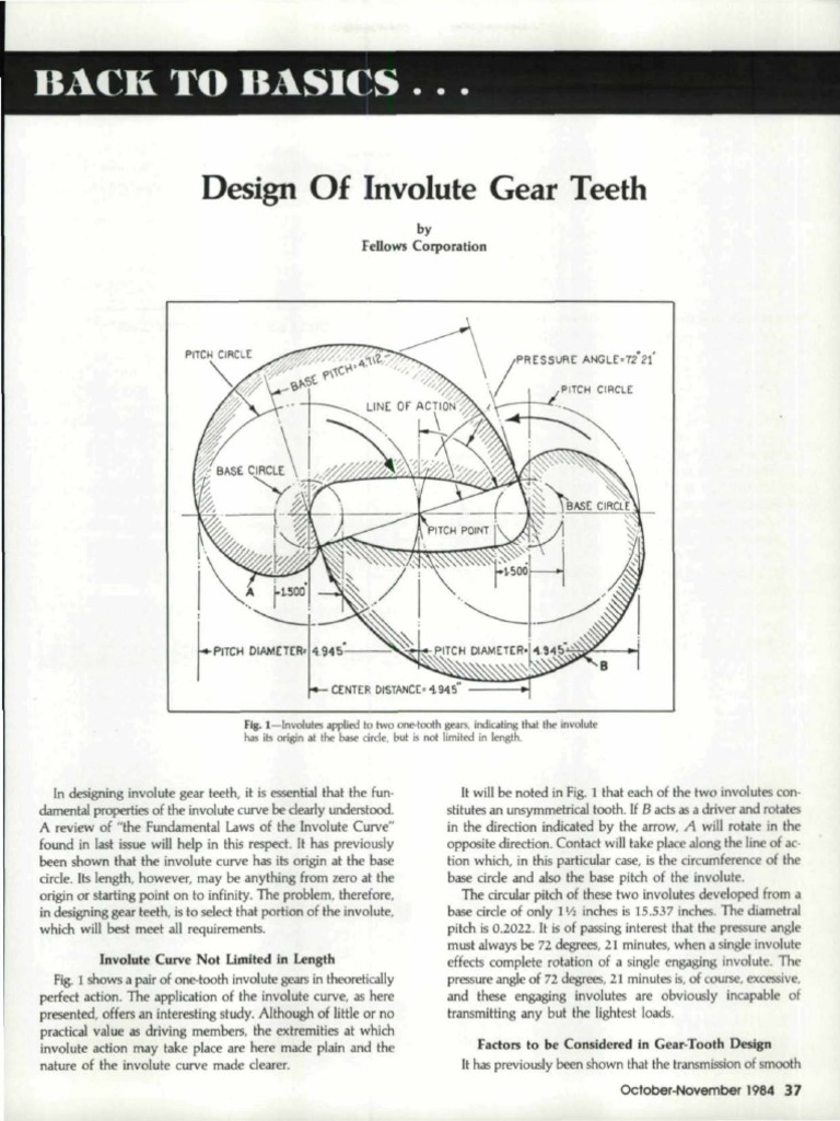 Design of Involute Gear Tooth | PDF