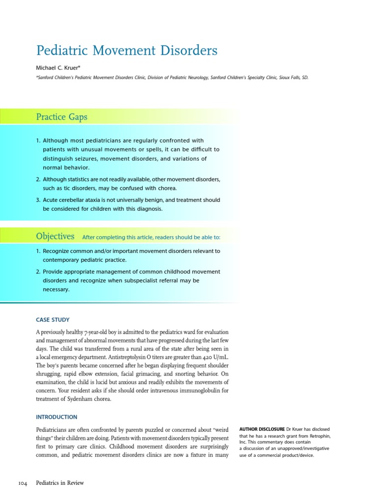 Pediatric Movement Disorders: Practice Gaps | PDF | Dystonia | Tourette ...