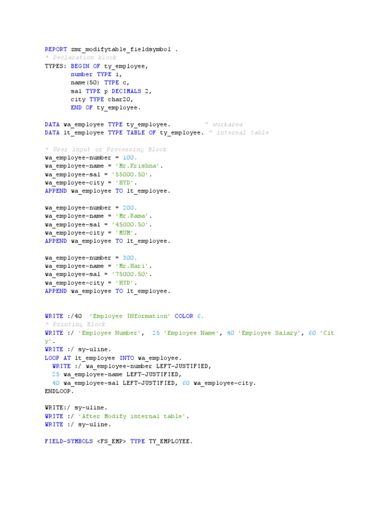 Modify With Field Symbols | PDF