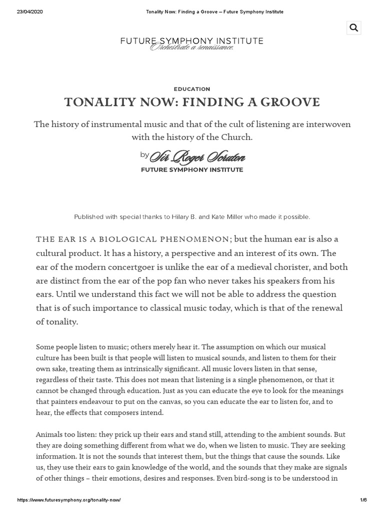 Finding the Groove in Tonality - Future Symphony Institute | PDF ...