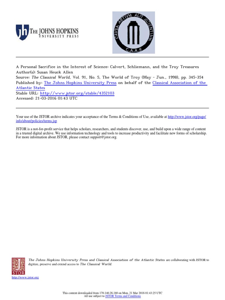 Calvert and Schliemann's Troy Quest | PDF | Troy | Archaeology