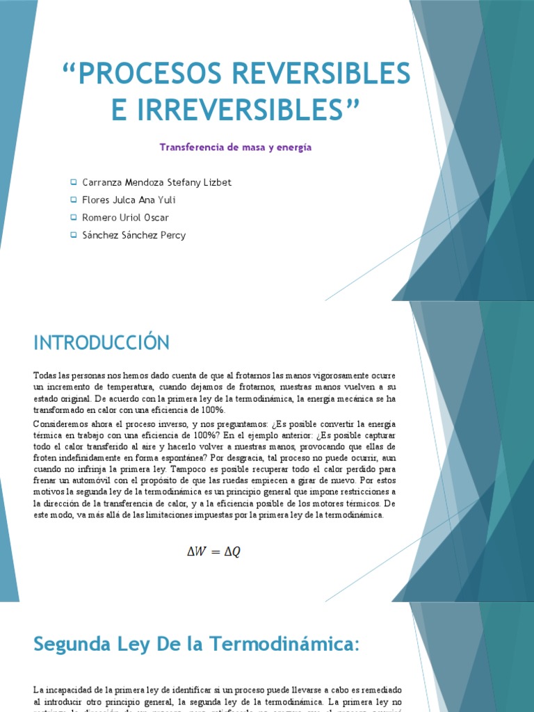 Procesos Reversibles e Irreversibles | PDF | Termodinámica | Temperatura