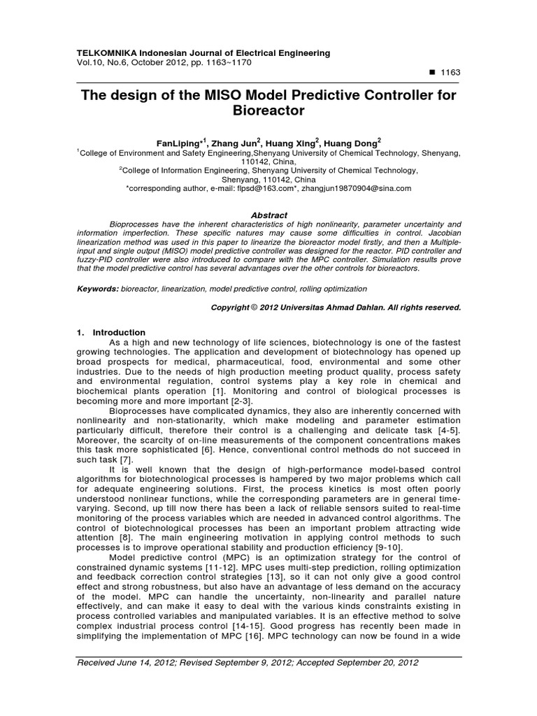 The Design of The MISO Model Predictive Controller | PDF | Control ...