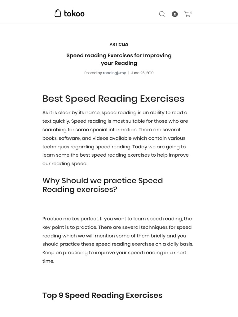 Speed Reading Exercises For Improving Your Reading - Jump in Reading ...