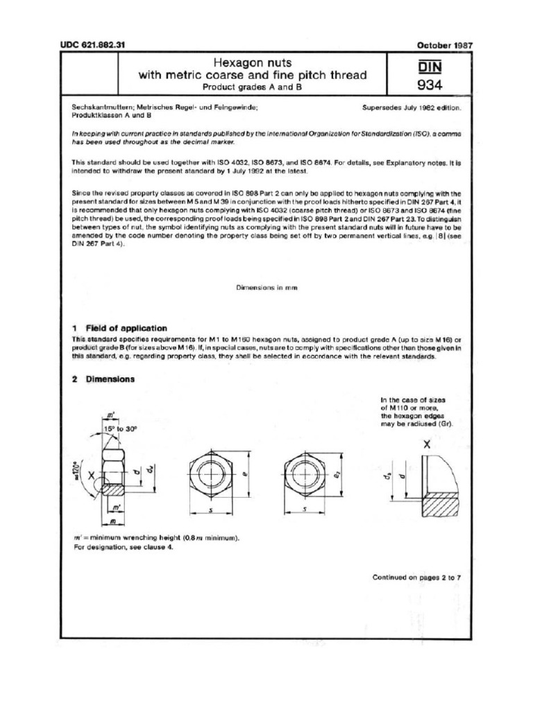 Norma DIN 934 | PDF