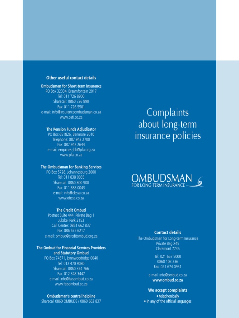 Complaints About Long-Term Insurance Policies: Other Useful Contact ...