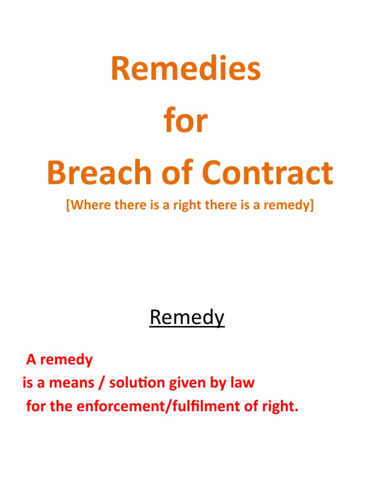 Remedies for Breach of Contract | PDF | Breach Of Contract | Damages