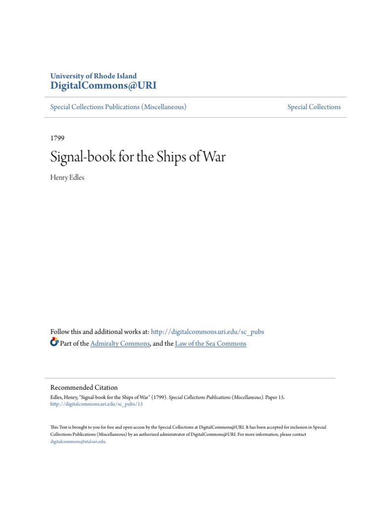 Naval Signals Manual 1799 | PDF | Travel