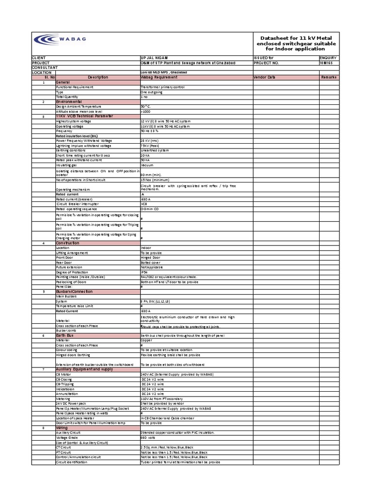 11 KV HT Panel - Loni 68 MLD MPS - Ghaziabad | PDF | Transformer | Alternating Current