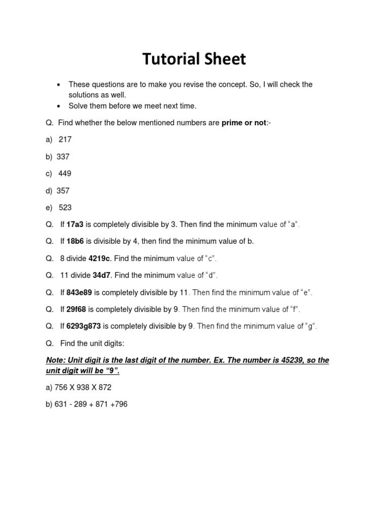 18 - 2017 - Tutorial Sheet 1a PDF | PDF