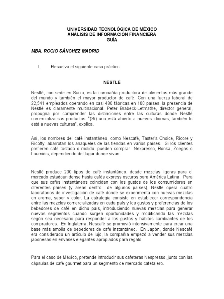 Caso Práctico Nestlé | PDF | Hacerse un nido | café