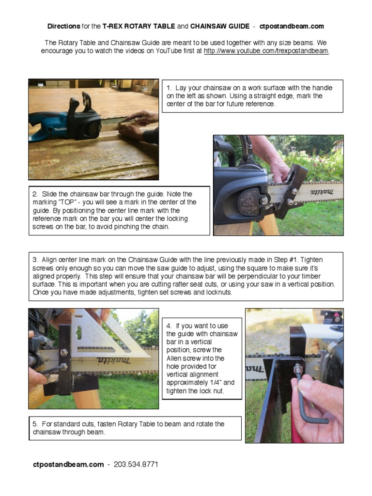 Directions For The New T-REX ROTARY TABLE AND CHAINSAW GUIDE | PDF