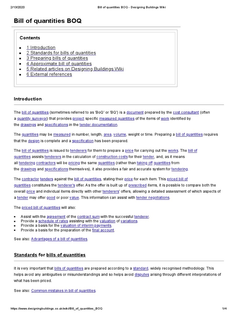 Bill of Quantities BOQ | PDF | Specification (Technical Standard ...