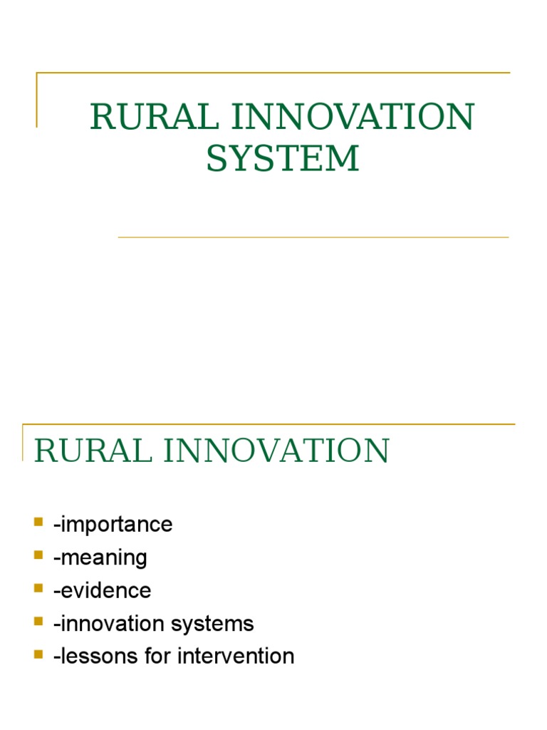Rural Innovation System | PDF | Innovation | Governance