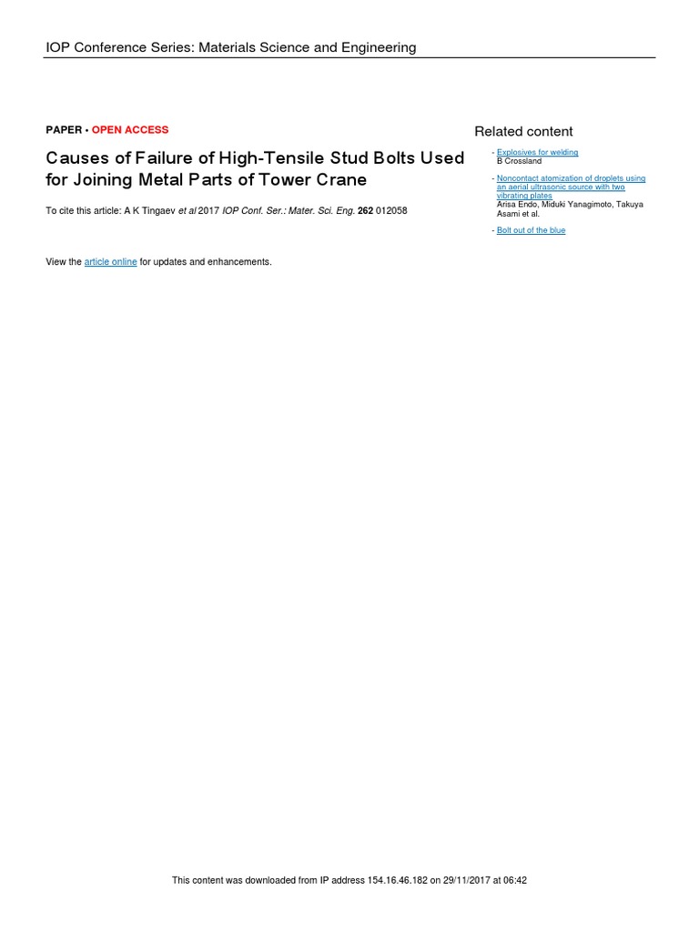 High-Tensile Stud Bolt Failure Analysis | PDF | Fracture | Strength Of ...
