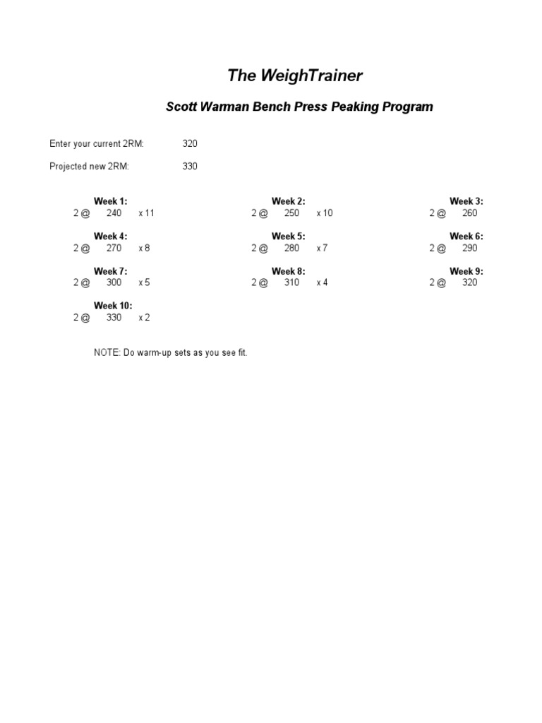 Scott Warman's 10-Week Bench Program | PDF | Teaching Methods & Materials