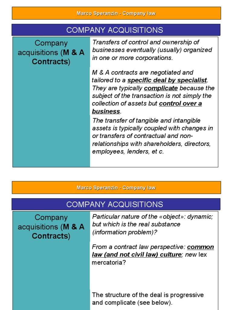 Company Acquisitions (M & A | PDF | Mergers And Acquisitions | Due ...
