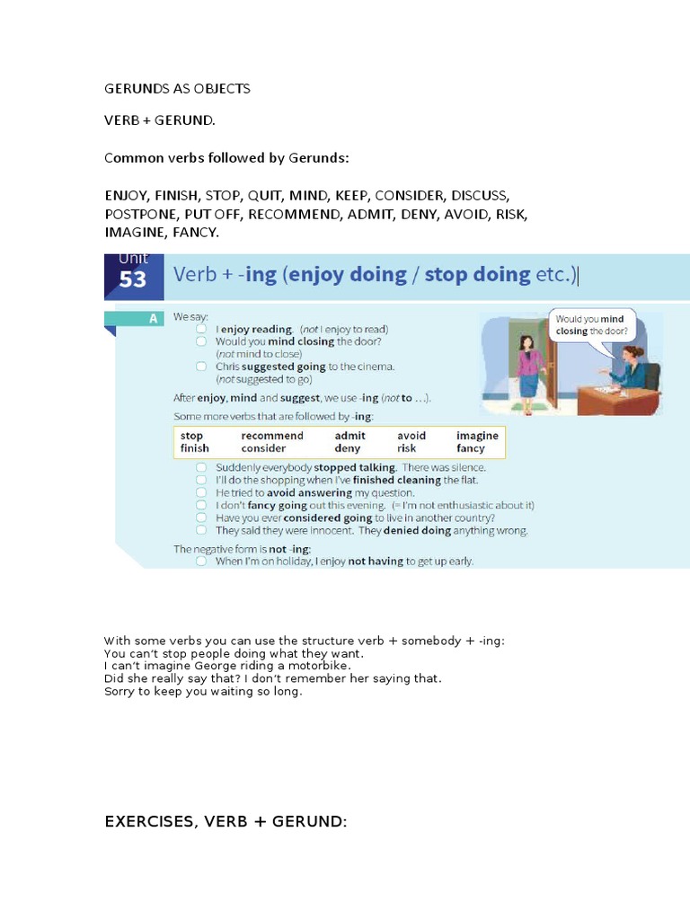 Gerunds As Objects | PDF