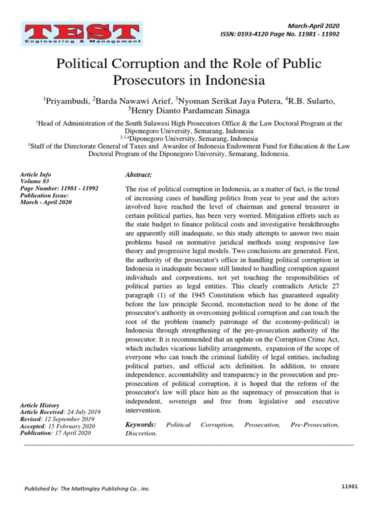 Political Corruption | PDF | Prosecutor | Corruption