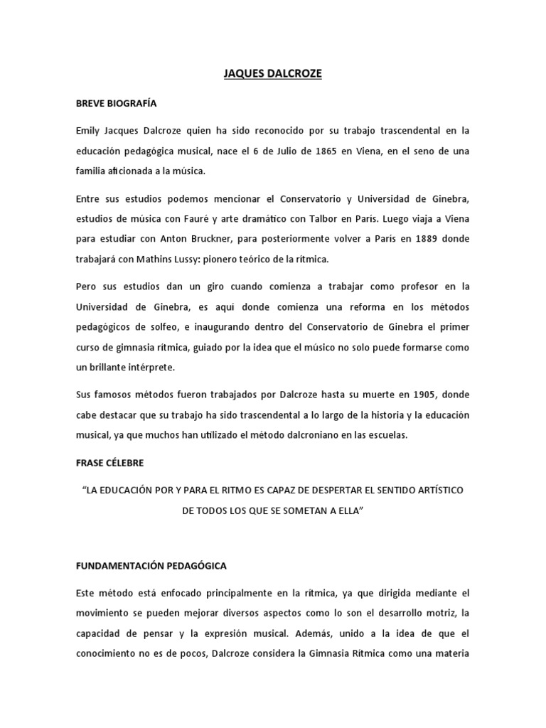 Jaques Dalcroze | PDF | Ritmo | Piano