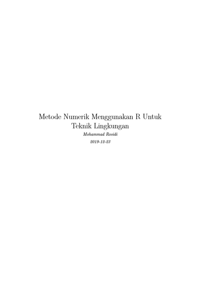 Metode Numerik dengan R untuk Teknik Lingkungan | PDF