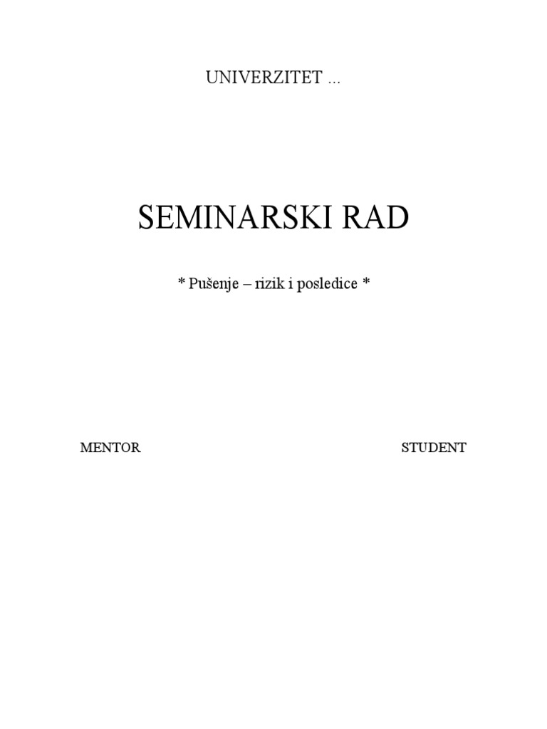 Seminarski Rad - Pusenje | PDF