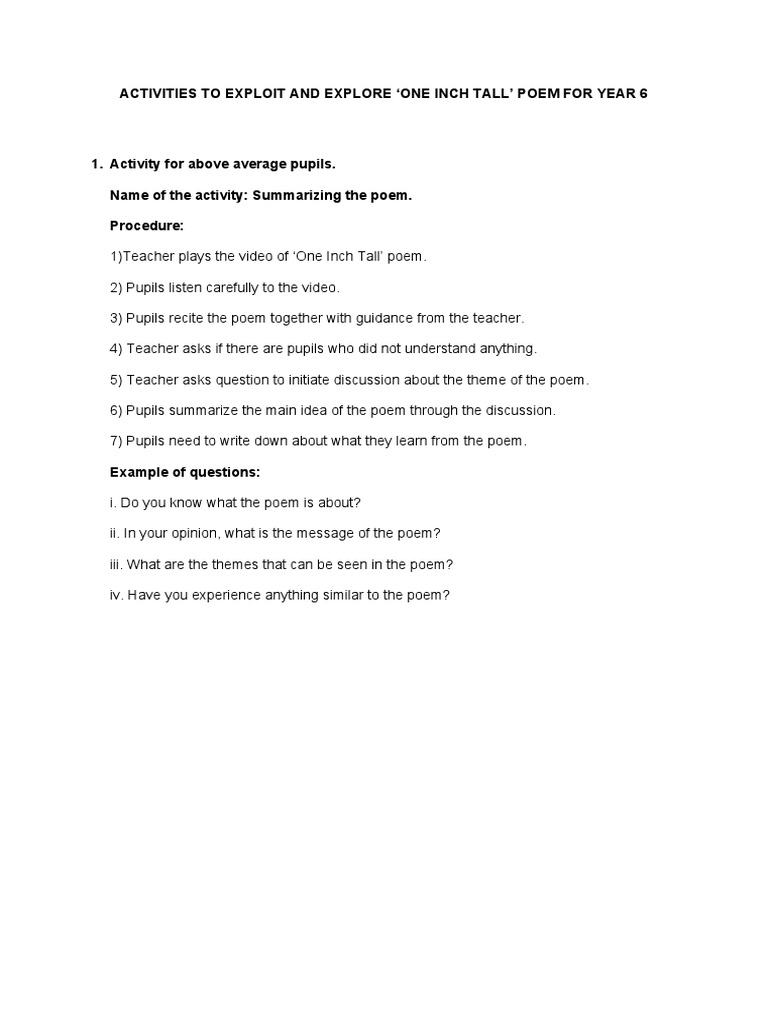 Activities To Exploit and Explore Poem | PDF