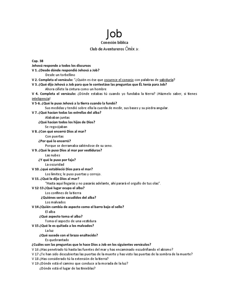 Job 38-42 | PDF | Libro de trabajo | Textos Religiosos