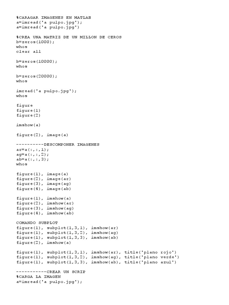Vision Artificial CODIGO Matlab | PDF