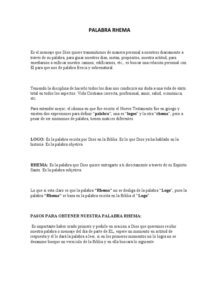 Palabra Rhema | PDF | Fe | Biblia
