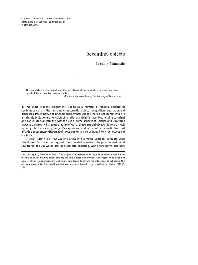 Becoming-Objects: How Certain Works of Art Subvert Automatic Object ...