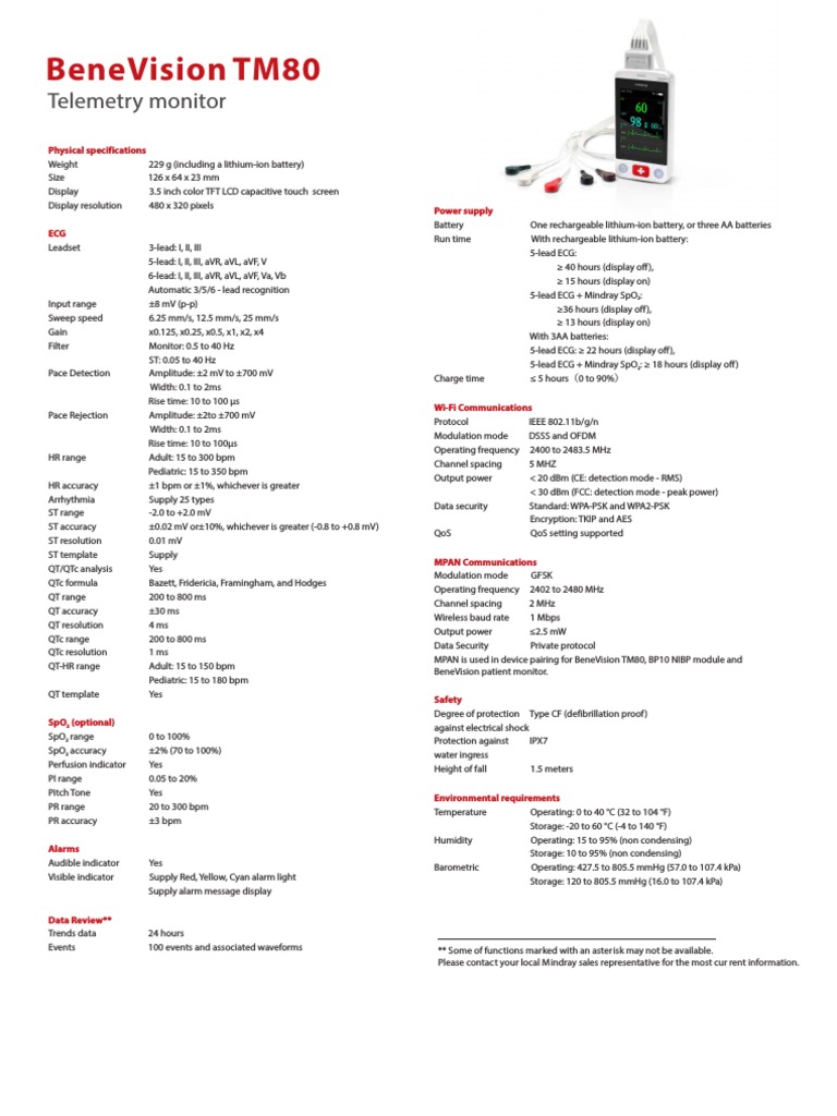07 BeneVision TM80 - Datasheet - ENG - Small | PDF | Telecommunications ...