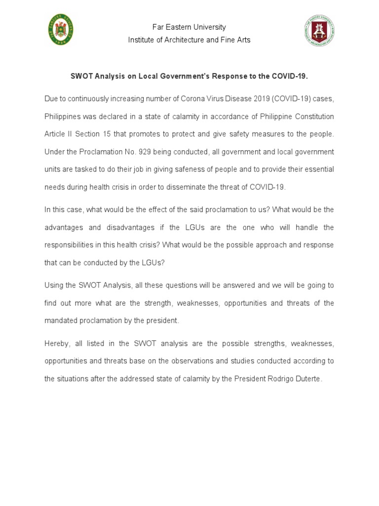 SWOT Analysis On Local Government's Response To The COVID-19 | PDF ...