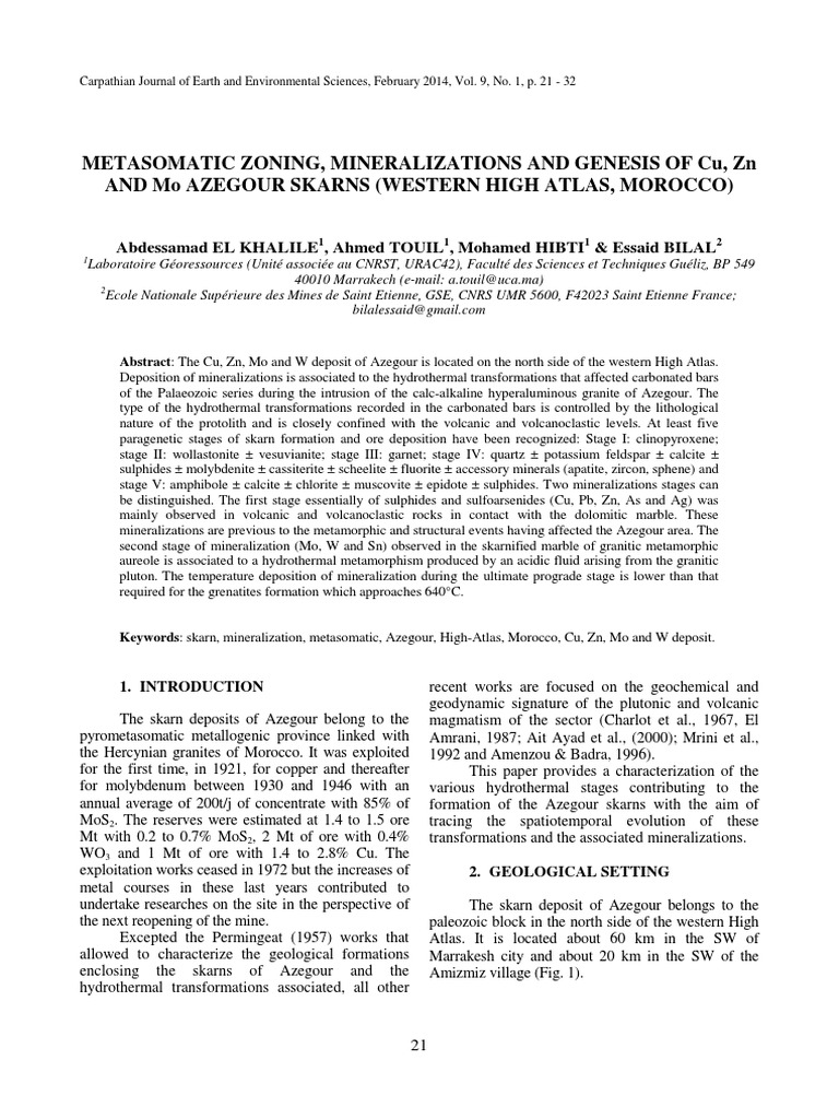 Metasomatic Zoning Mineralizations and G PDF | PDF | Minerals | Granite