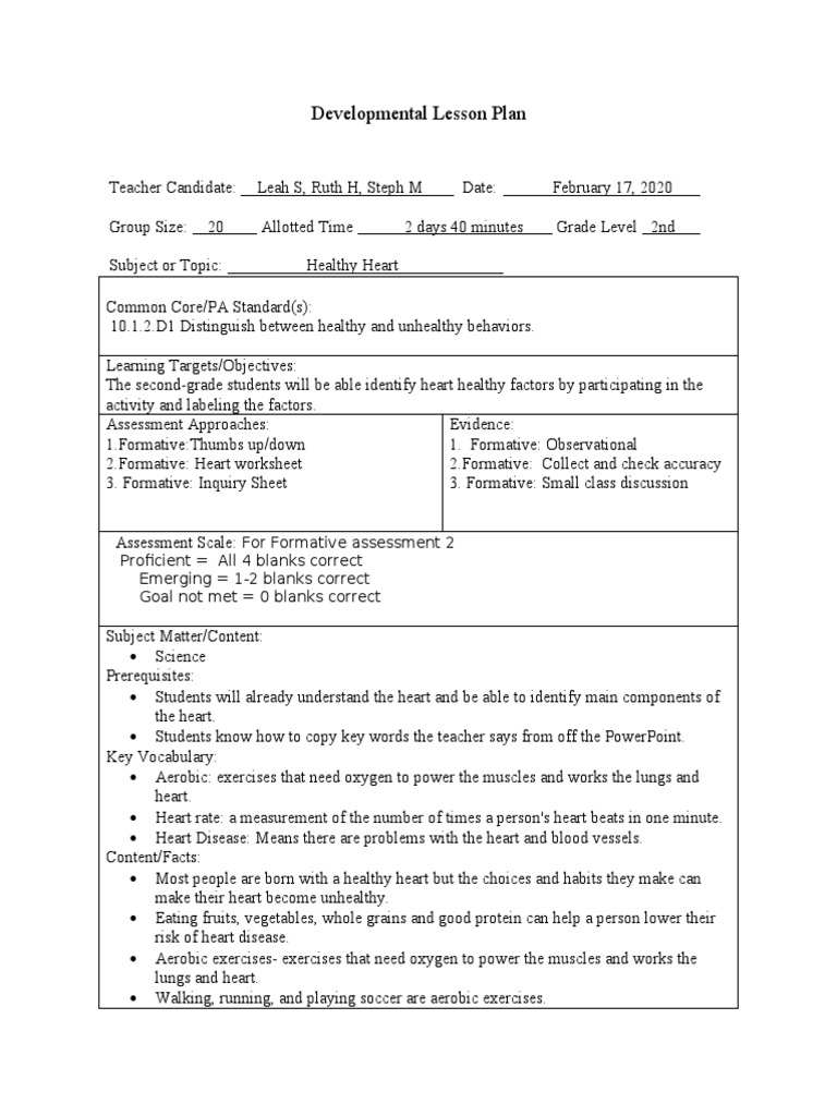 305 Heart Health Lesson Plan | PDF | Heart | Heart Rate