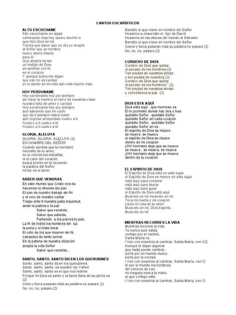 CANTOS EUCARÍSTICOS 28 de Septiembre | PDF | Santo | María, madre de Jesús