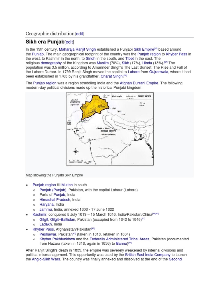 Sikh Era Punjab: Geographic Distribution | PDF