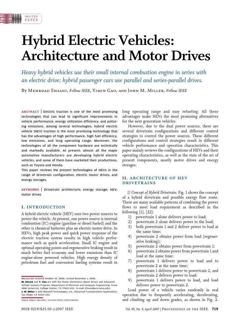 Hybrid Electric Vehicles PDF | PDF | Electric Motor | Hybrid Electric ...