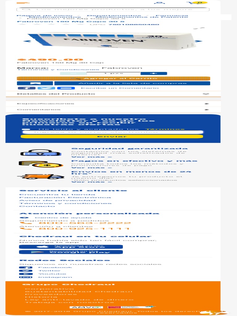Fabroven 150 MG Caps 30 5 CH Sitio de Chedraui PDF | PDF