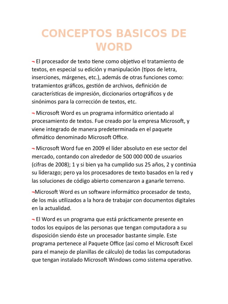 1.conceptos Basicos de Word 1 | PDF | Microsoft Word | Microsoft Office