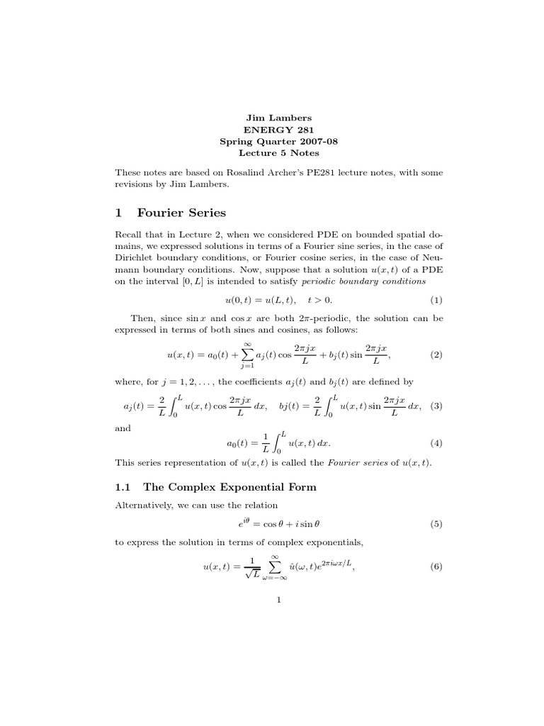 1 Fourier Series: 1.1 The Complex Exponential Form | PDF | Discrete ...