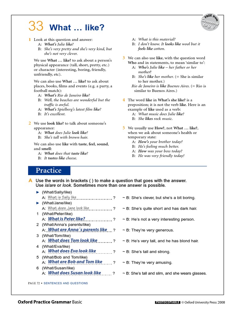 What ... Like - Worksheet RESUELTO | PDF