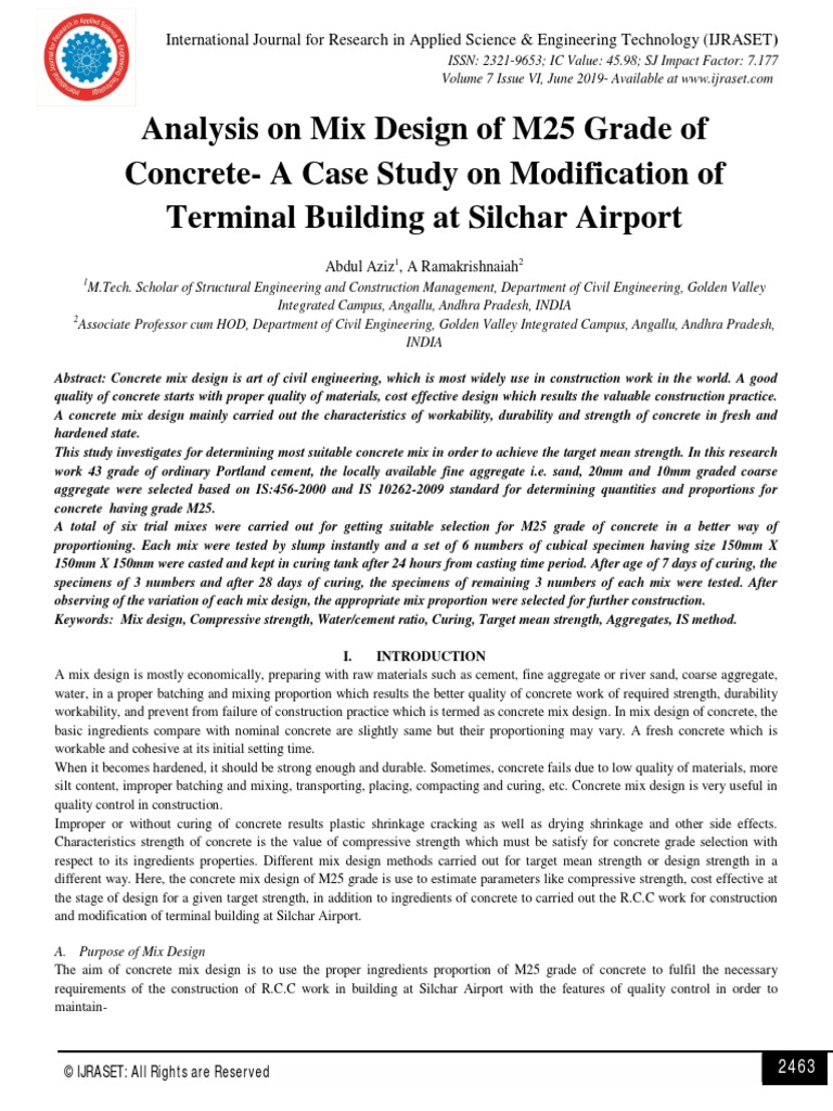 Mix Design of M25 Grade of Concrete | PDF | Structural Engineering ...