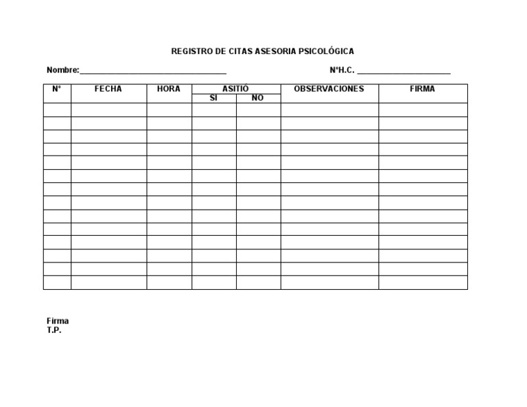 Formato Registro de Citas | PDF